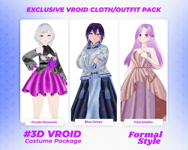 3D VRoid Outfit Pack Elegant & Regal Formal Attire for VRoid Models ...