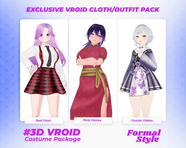 3D VRoid Outfit Pack Elegant & Refined Formal Attire for VRoid Models ...