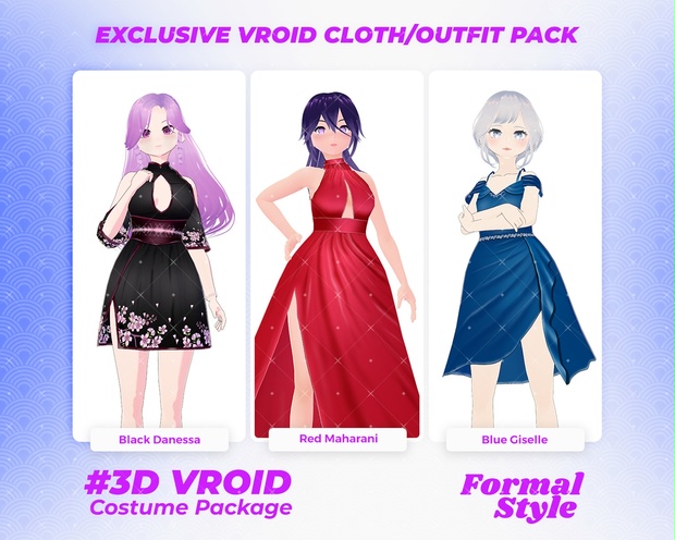 3D VRoid Outfit Pack Elegant & Formal Dresses for VRoid Models | VRoid ...