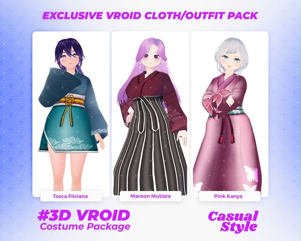 3D VRoid Outfit Pack Elegant & Traditional Kimono Fashion for VRoid ...
