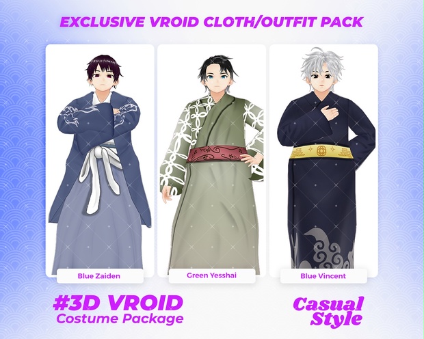 3D VRoid Outfit Pack Traditional & Elegant Kimono for VRoid Models ...