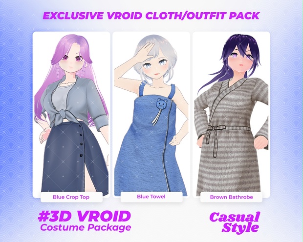 3D VRoid Outfit Pack Relaxed & Cozy Casual Wear for VRoid Models ...