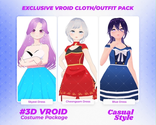 3D VRoid Outfit Pack Stylish & Cultural Casual Dresses for VRoid Models ...