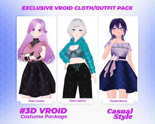 3D VRoid Outfit Pack Trendy & Versatile Casual Wear for VRoid Models ...