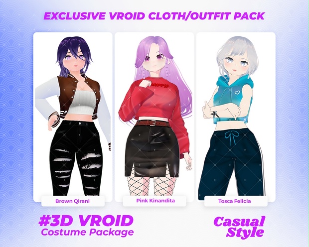 3D VRoid Outfit Pack Urban & Chic Casual Wear for VRoid Models | VRoid ...