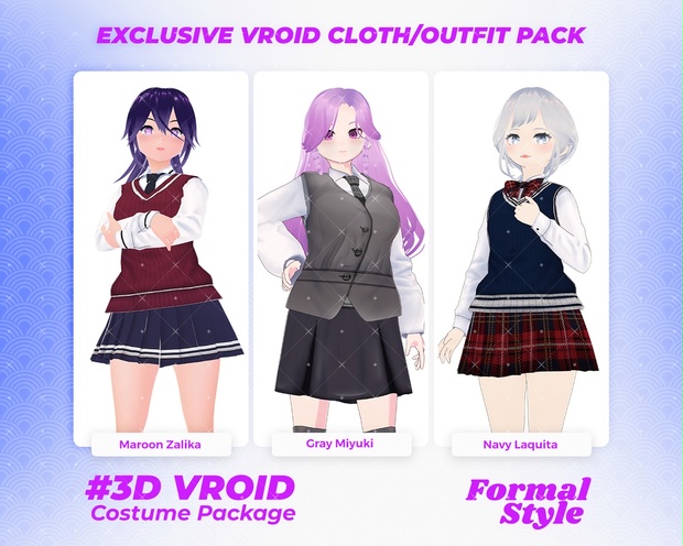 3D VRoid Outfit Pack Classic & Stylish School Uniforms for VRoid Models ...