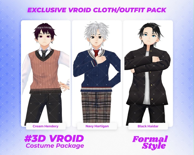 3D VRoid Outfit Pack Elegant & Formal Menswear for VRoid Models | VRoid ...