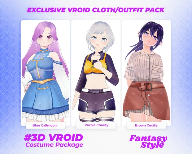 3D VRoid Outfit Pack Enchanted Fantasy Costumes for VRoid Models ...