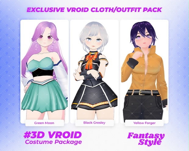 3D VRoid Outfit Pack Elegant & Bold Fantasy Costumes for VRoid Models ...