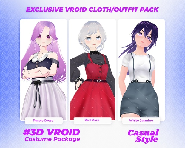 3D VRoid Outfit Pack Elegant & Cute Casual Dresses for VRoid Models ...