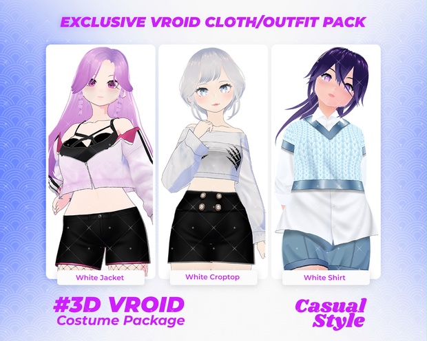 3D VRoid Outfit Pack Stylish & Trendy Casual Wear for VRoid Models ...