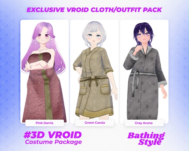 3D VRoid Outfit Pack Cozy & Relaxing Bathing Robes for VRoid Models ...