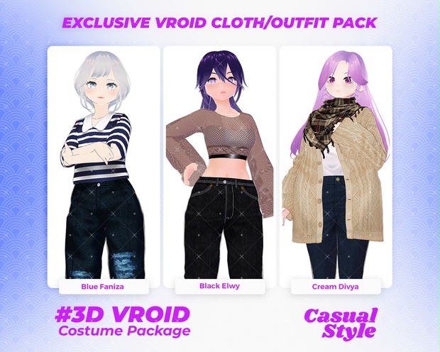 3D VRoid Outfit Pack Trendy & Cozy Casual Clothes for VRoid Models ...