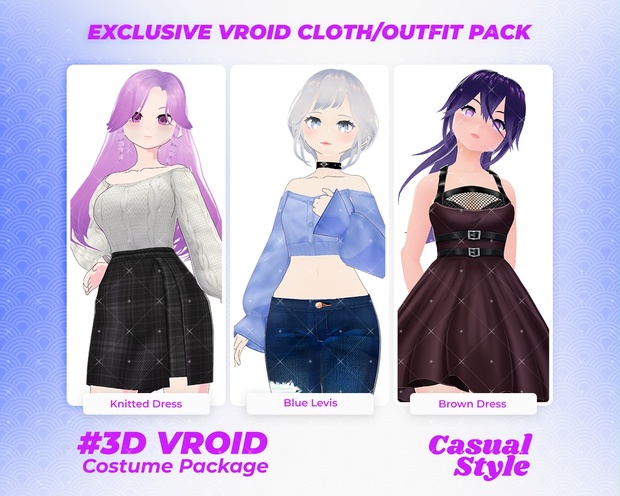 3D VRoid Outfit Pack Cozy & Chic Casual Wear for VRoid Models | VRoid ...