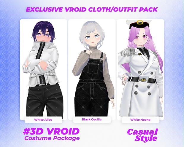 3D VRoid Outfit Pack Stylish & Elegant Casual Wear for VRoid Models ...