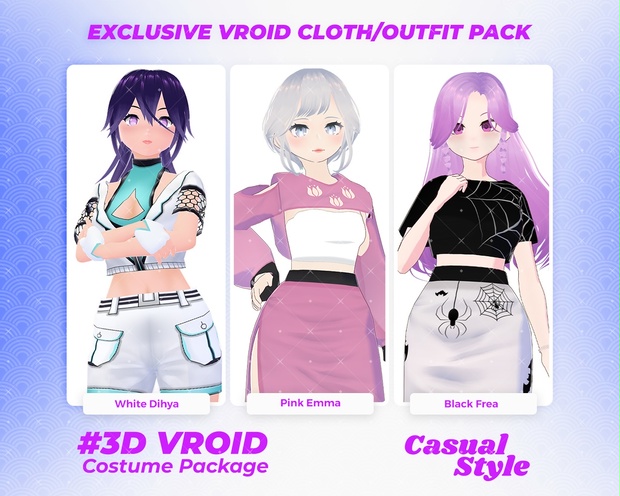 3D VRoid Outfit Pack Trendy & Stylish Casual Clothes for VRoid Models ...
