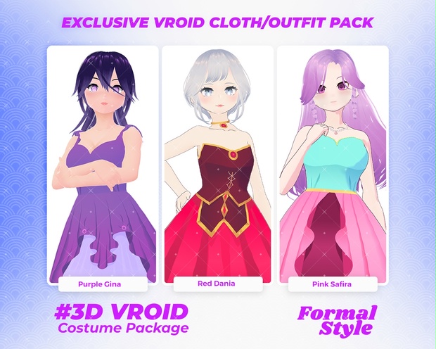 3D VRoid Outfit Pack Elegant & Formal Dresses for VRoid Models | VRoid ...