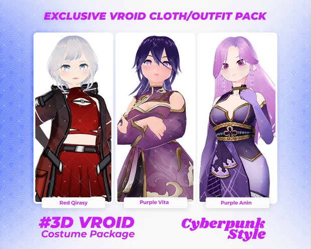 3D VRoid Outfit Pack Futuristic & Edgy Cyberpunk Clothes for VRoid ...