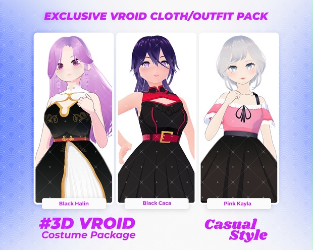 3D VRoid Outfit Pack Elegant & Chic Casual Dresses for VRoid Models ...