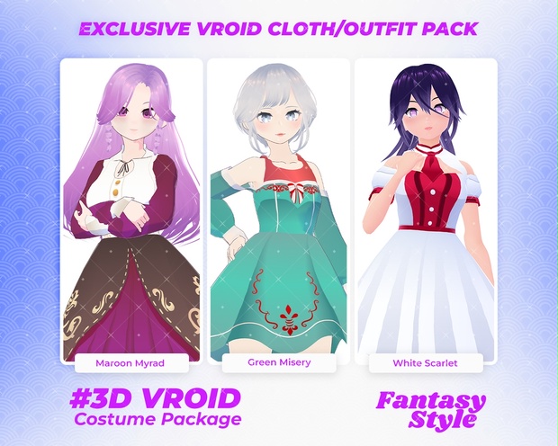 3D VRoid Outfit Pack Fantasy & Enchanted Dresses for VRoid Models ...