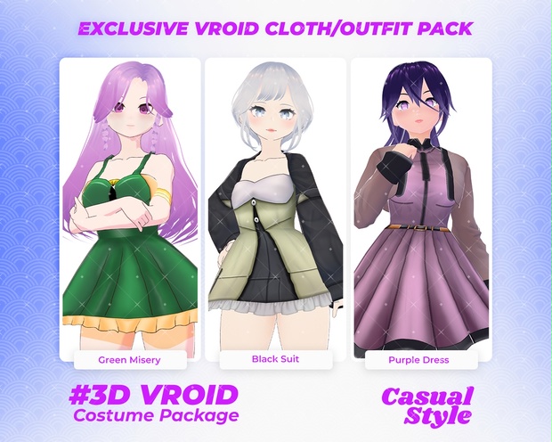 3D VRoid Outfit Pack Elegant & Chic Casual Dresses for VRoid Models ...