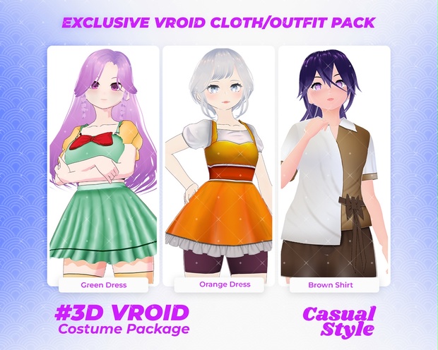 3D VRoid Outfit Pack Cute & Playful Casual Dresses for VRoid Models ...