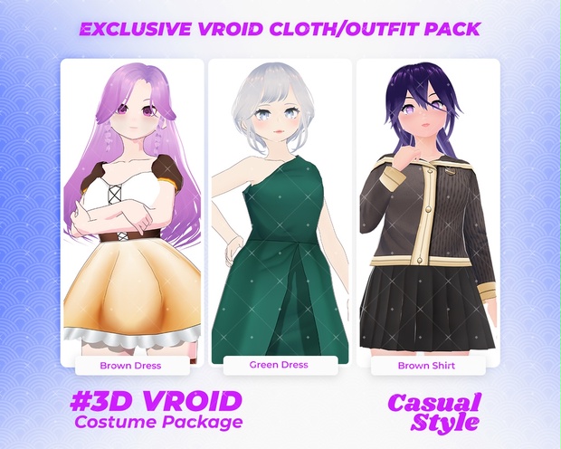 3D VRoid Outfit Pack Elegant & Stylish Casual Dresses for VRoid Models | VRoid Clothes, VRoid ...
