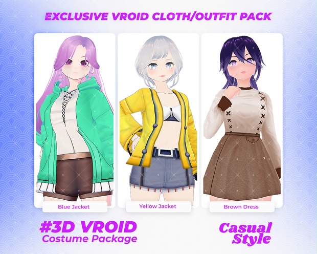 3D VRoid Outfit Pack Trendy & Cozy Casual Jackets for VRoid Models ...