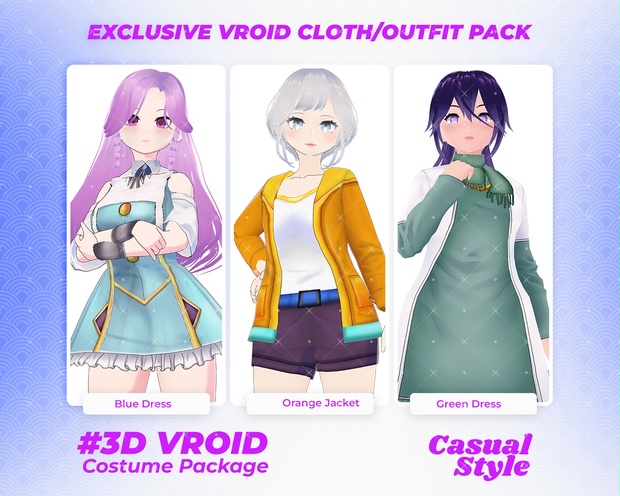 3D VRoid Outfit Pack Elegant & Versatile Casual Dresses and Jackets for ...