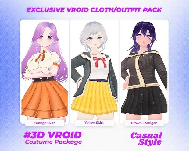 3D VRoid Outfit Pack Chic & Stylish School-Inspired Casual Wear for ...