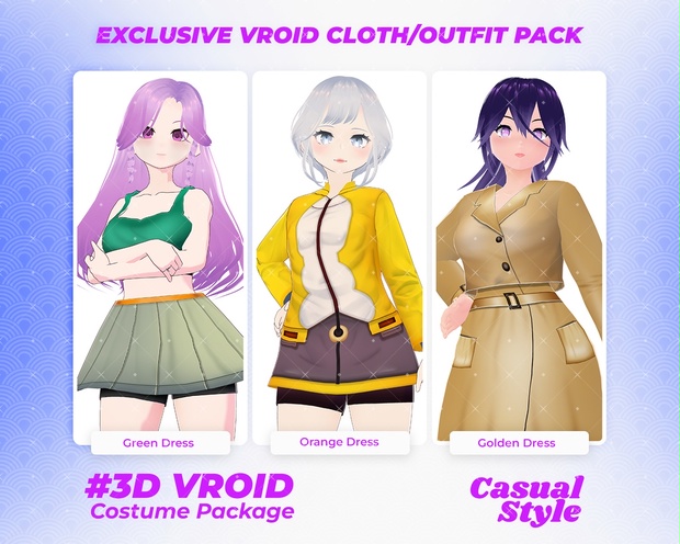 3D VRoid Outfit Pack Trendy & Casual Fashion for VRoid Models | VRoid ...
