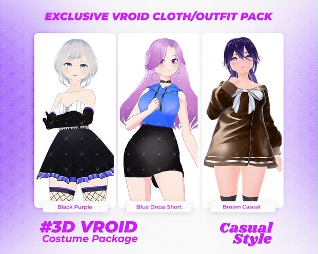 3D VRoid Outfit Pack Trendy & Stylish Casual Wear for VRoid Models ...