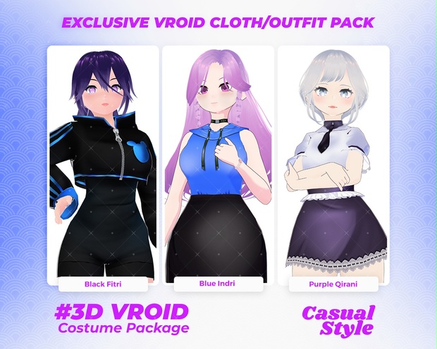 3D VRoid Outfit Pack Trendy & Cool Casual Fashion for VRoid Models ...