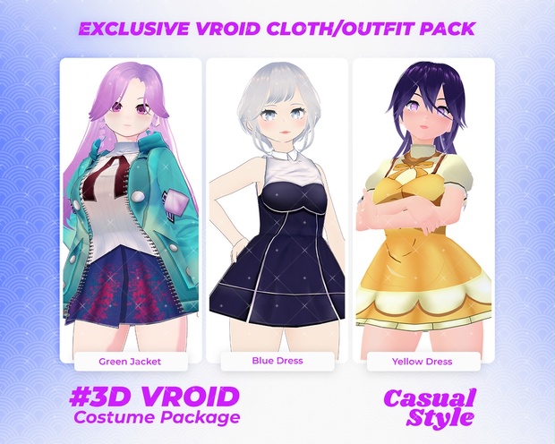 3D VRoid Casual Outfit Pack Elegant & Playful Fashion for VRoid Models ...