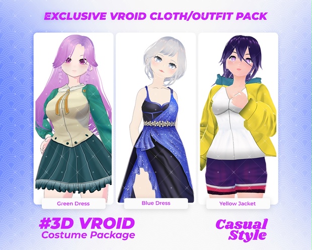 3D VRoid Outfit Pack Stylish & Casual Clothing for VRoid Models | VRoid ...