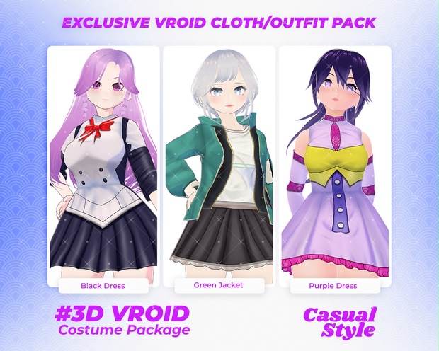 3D VRoid Outfit Pack Stylish & Trendy Casual Wear for VRoid Models ...