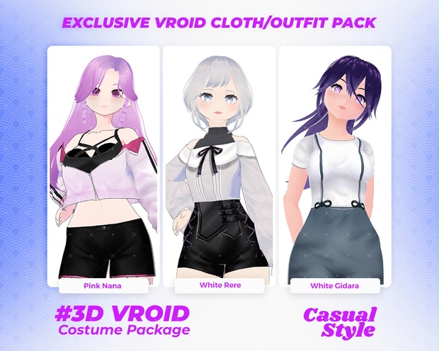 3D VRoid Outfit Pack Chic & Simple Casual Clothes for VRoid Models ...