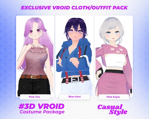 3D VRoid Outfit Pack Trendy & Casual Fashion for VRoid Models | VRoid ...