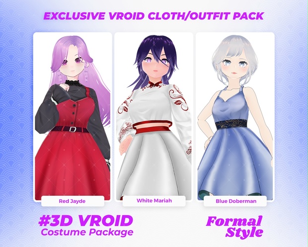 3D VRoid Outfit Pack Elegant & Sophisticated Formal Dresses for VRoid ...