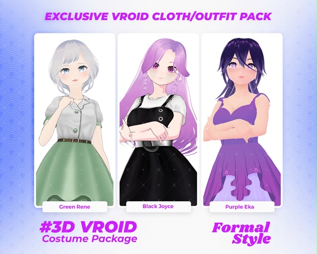 3D VRoid Outfit Pack Classic & Elegant Formal Dresses for VRoid Models ...