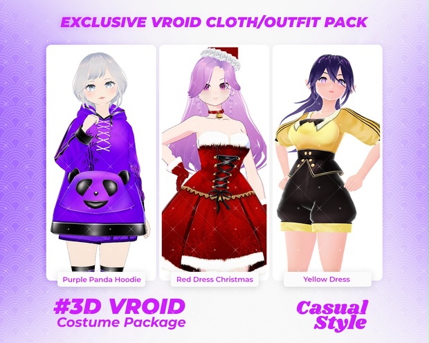 3D VRoid Outfit Pack Cozy & Festive Casual Wear for VRoid Models ...