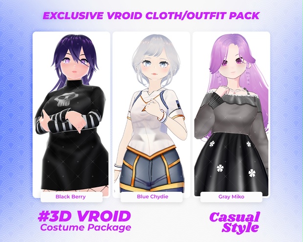 3D VRoid Outfit Pack Edgy & Unique Casual Clothes for VRoid Models ...