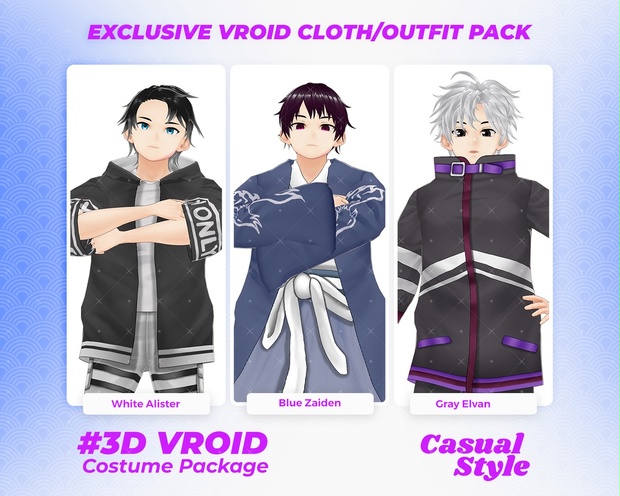 3D VRoid Outfit Pack Trendy & Stylish Casual Wear for VRoid Male Models ...