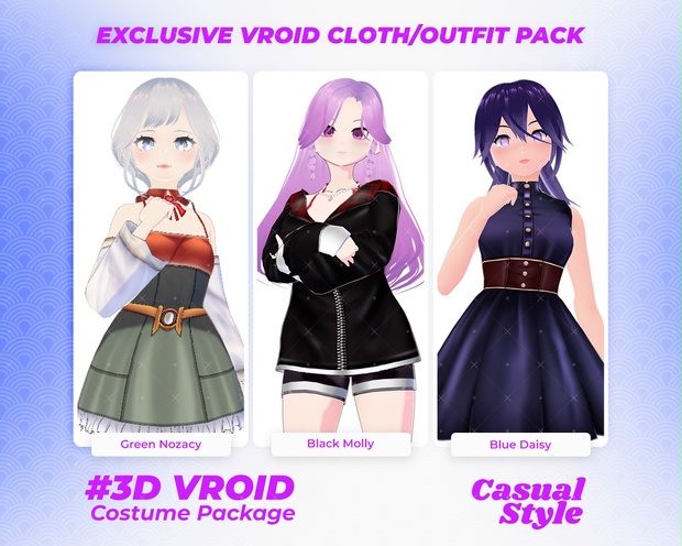 3D VRoid Outfit Pack Stylish & Casual Clothes for VRoid Models | VRoid ...