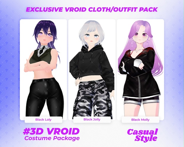 3D VRoid Outfit Pack Edgy & Bold Casual Fashion for VRoid Models ...
