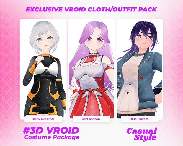 3D VRoid Outfit Pack Sleek & Sporty Casual Sci-Fi Fashion for VRoid ...