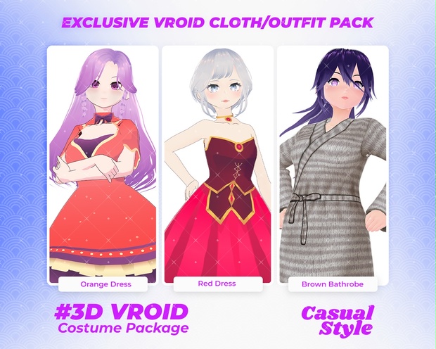 3D VRoid Casual & Elegant Outfit Pack Dress and Bathrobe Style for ...