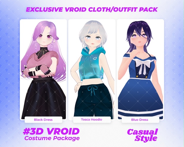 3D VRoid Casual Outfit Pack Edgy, Sporty & Cute Dress Style for VRoid ...