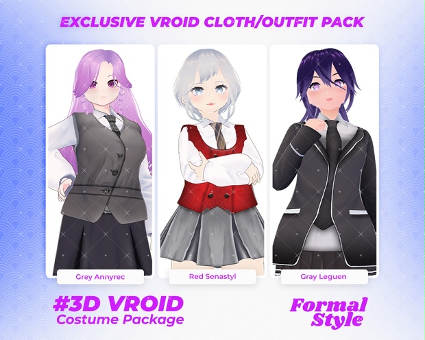 3D VRoid Formal Uniform Outfit Pack Elegant Academy & Office Style for ...