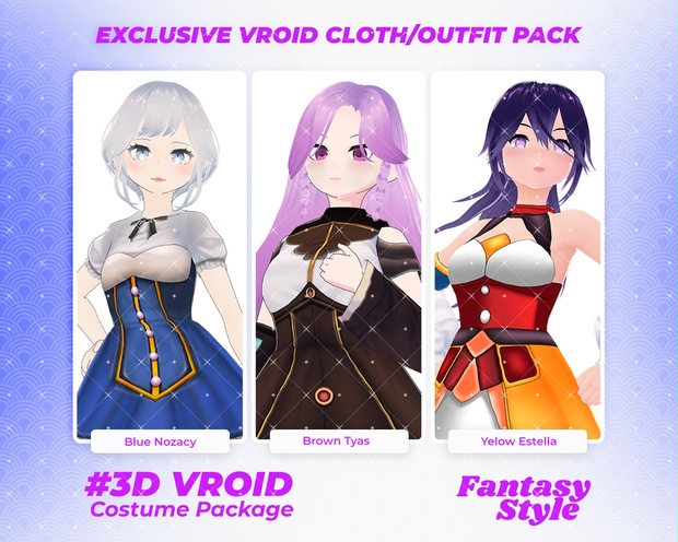3D VRoid Fantasy Outfit Pack Magical Adventure Costume Set for VRoid ...
